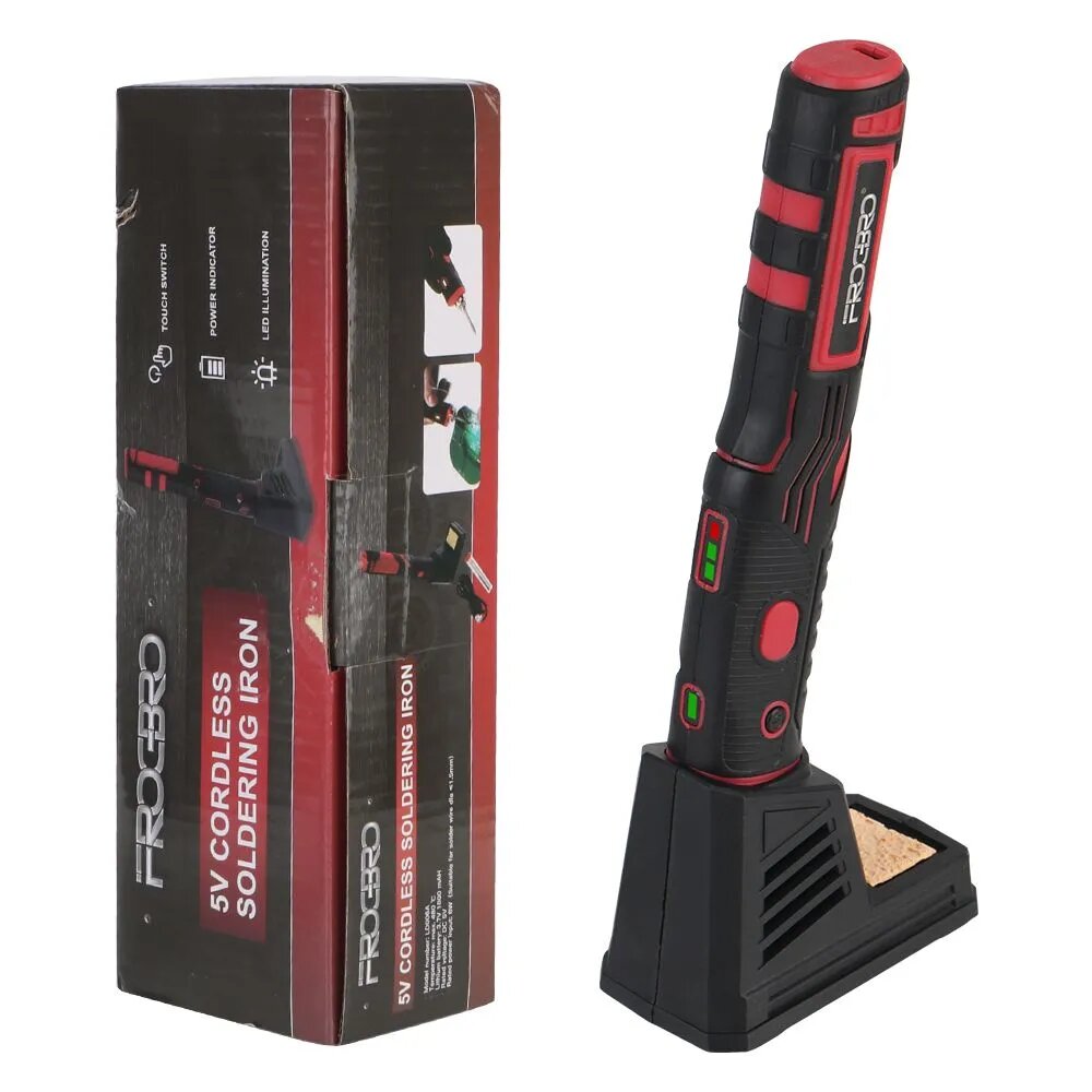 Паяльник FROGBRO 5V cordless soldering iron, нихромовый нагреватель, 1 предмет, черный