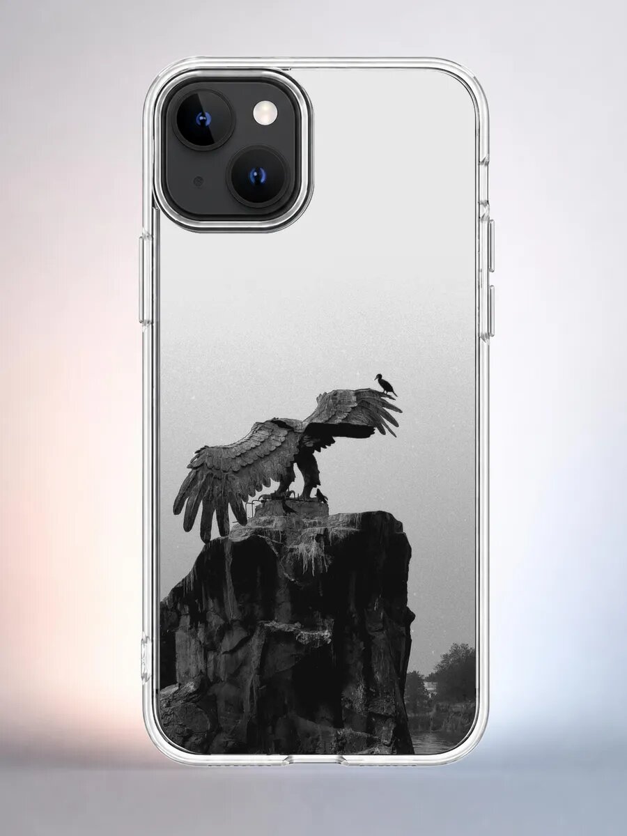 Чехол iPhone 15 орёл на скале крылья силиконовый