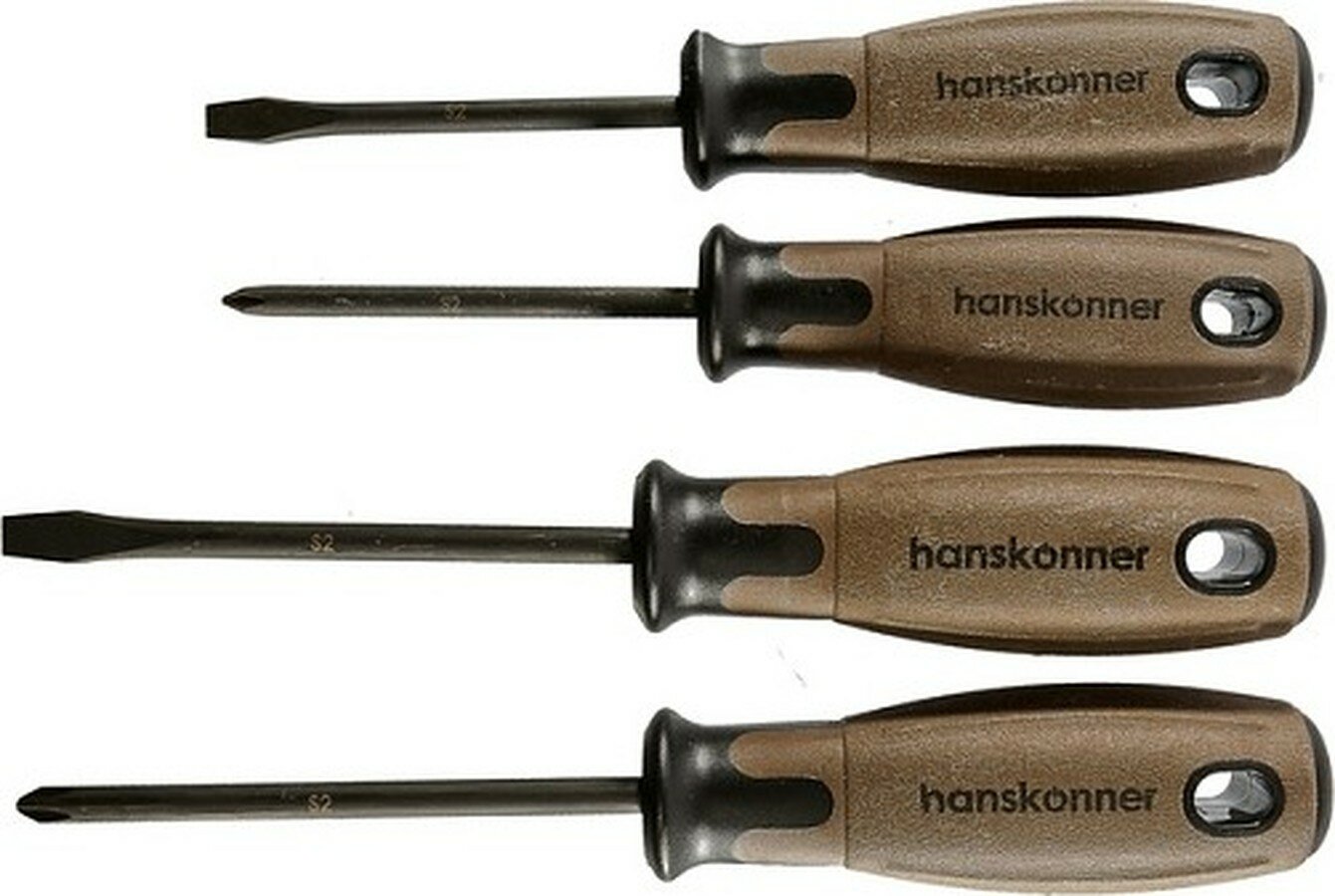 Набор отверток HANSKONNER HK1040-19-4 с комб. ручкой полимерное дерево 4 шт