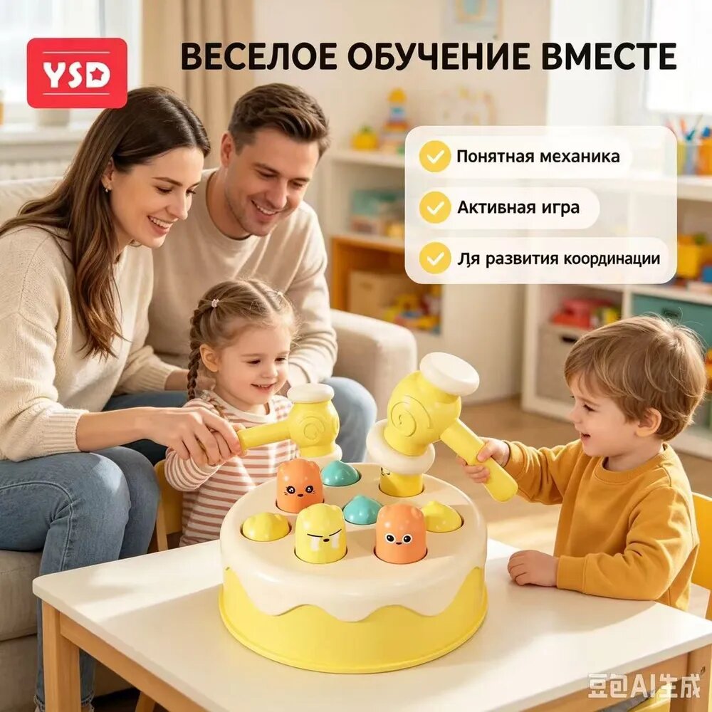 Развивающая игрушка для малышей сортер стучалка 2в1