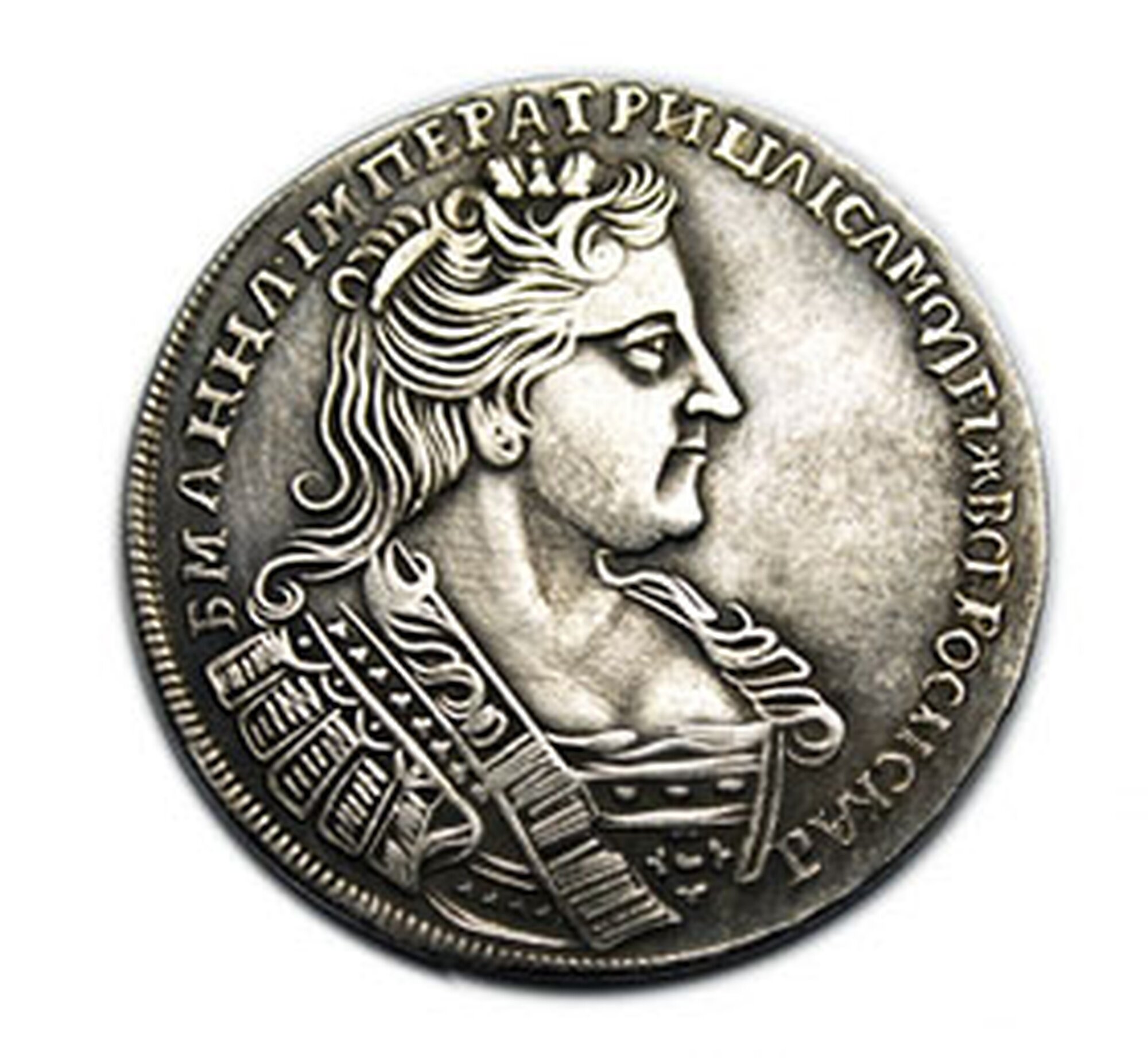 Монета бестмани "Полтина 1731 года", посеребренный металл, Uncirculated, 32x32x1 мм