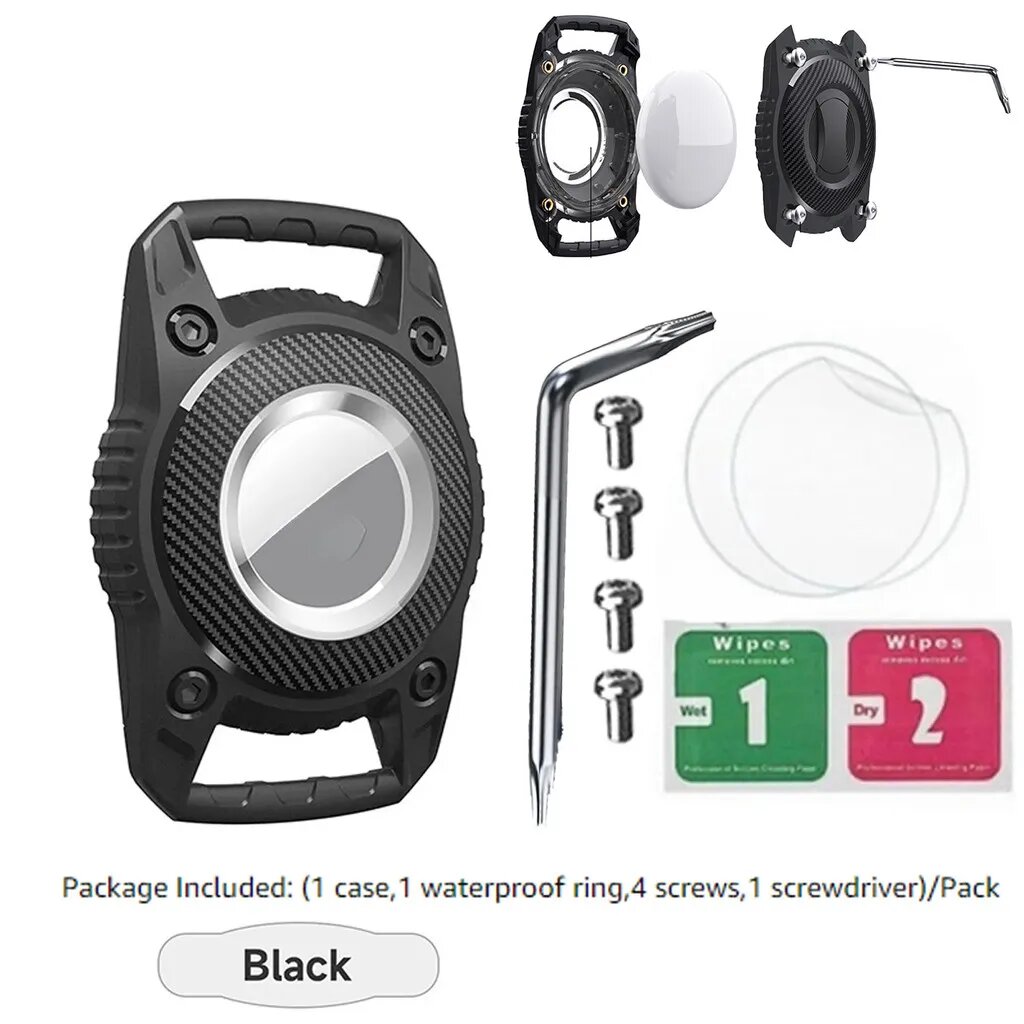 Водонепроницаемый чехол для AirTag из поликарбоната для собак Черный, Black WATERPROOF
