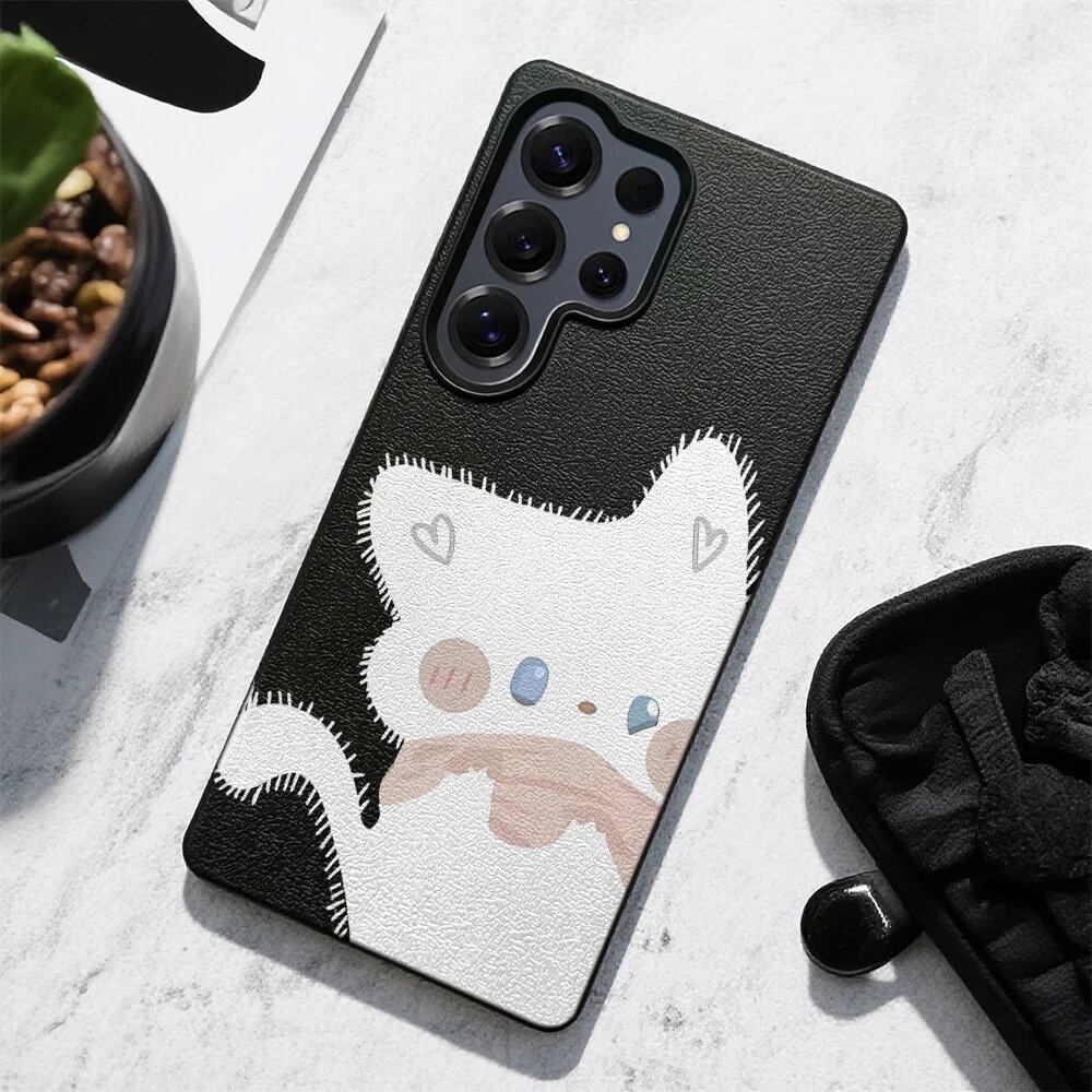 Чехол для телефона с изображением пары кошек для Samsung Черный, Black-WQQB168, Samsung S23 Ultra