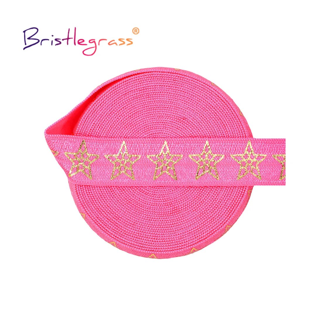 Резинка BRISTLEGRASS с принтом Золотая Звезда 5/8", спандекс Star A-Passion Fruit, 100 Yards