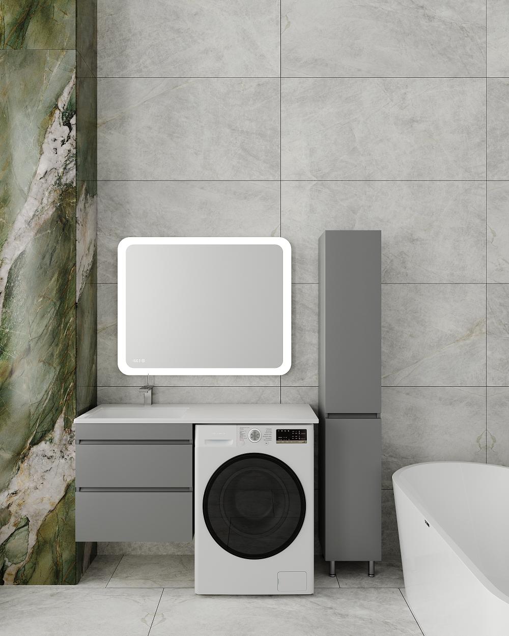 Тумба подвесная STYLE LINE "Даллас 120" Люкс Плюс серая с раковиной ESTETUS Даллас 1200*480 левый