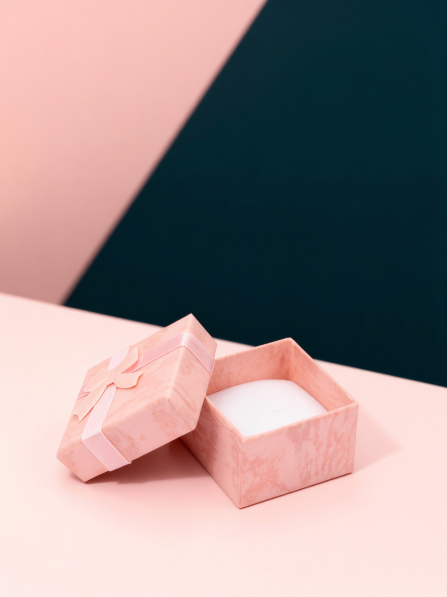 Коробочка для украшений с бантиком розового цвета 4.00x4.00x2.50cm