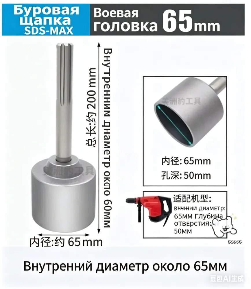 SDS Max - Насадка для установки столбов, диаметр 2 дюйма