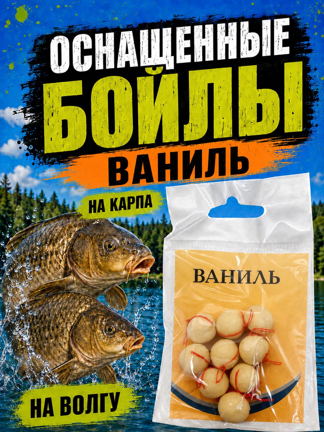 Бойлы оснащенные Ваниль для рыбалки на карпа и карася, готовая насадка на крючок, бойлы на волос