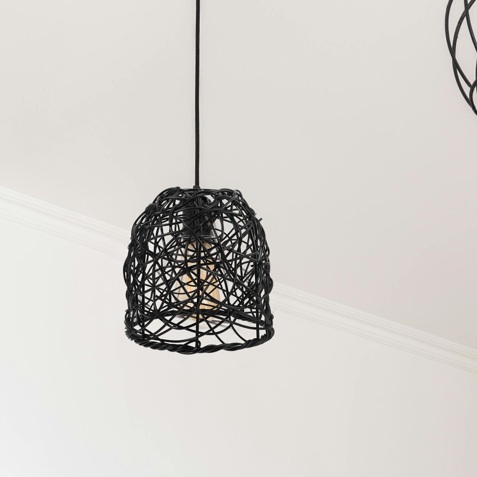 Ламповый Абажур Из Ротанга Маленький Бохо Абажур Замена Подвесной Бра 19 50X19 50X19 00Cm Черный