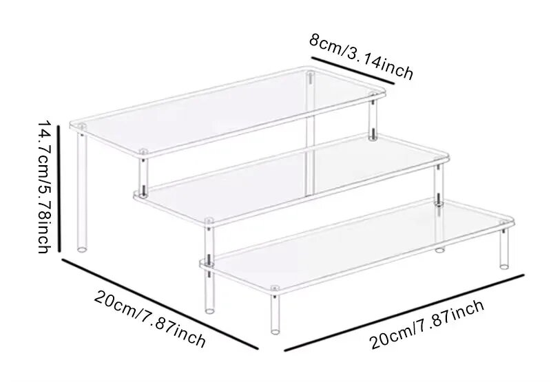 Акриловый органайзер для косметики 20x8cm, 3 яруса