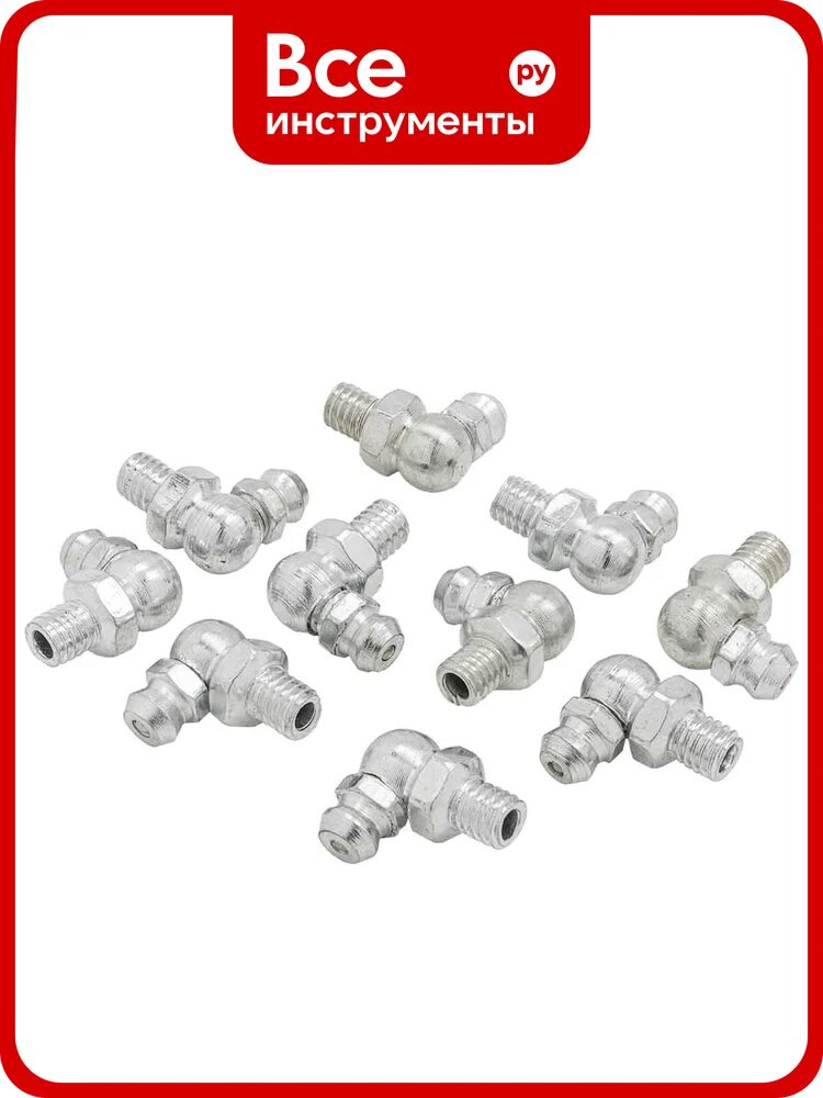 Пресс-масленка Rockforce 6 мм, угловая, 90 градусов, комплект 10 шт RF-GN-01-90-6MM(57072)