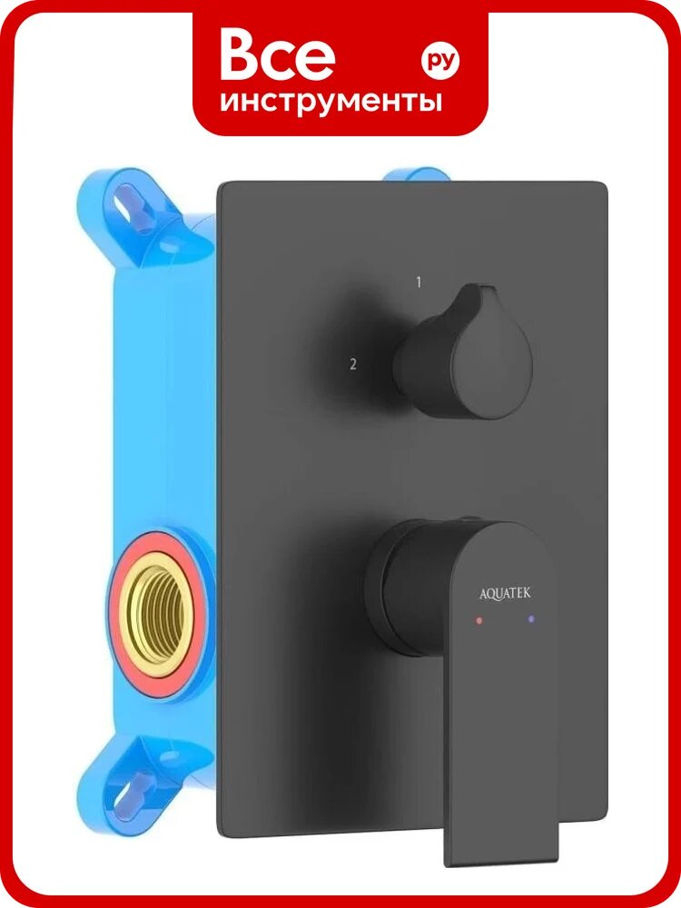 Смеситель для ванны Aquatek лира (внешняя и скрытая часть), матовый черный AQ1446MB 00000135243