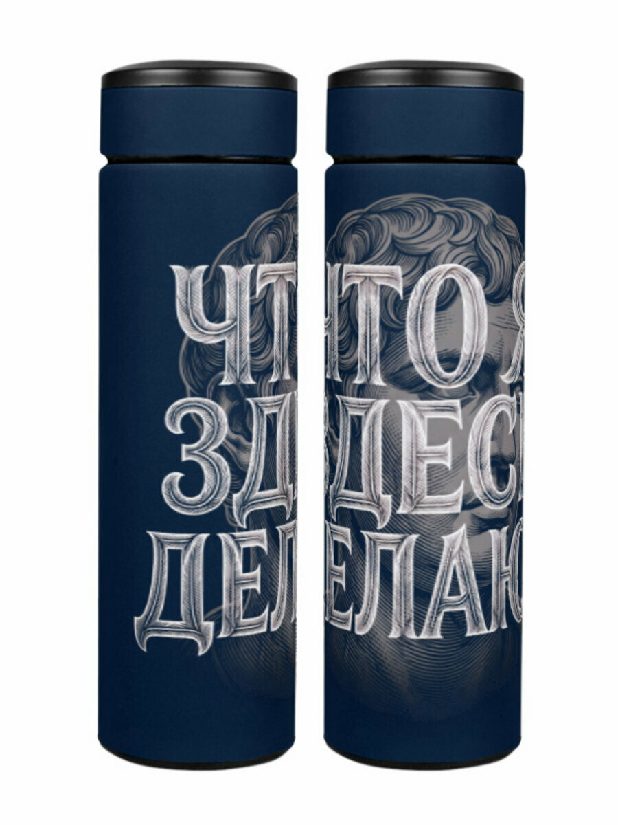 Термос «Мысли философа. Подарок другу или подруге» (темно-синий)