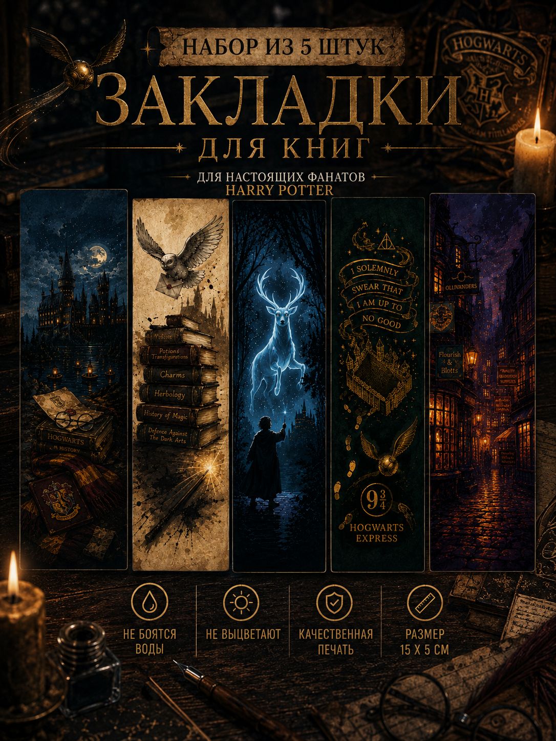 Набор ламинированных закладок Гарри Поттер
