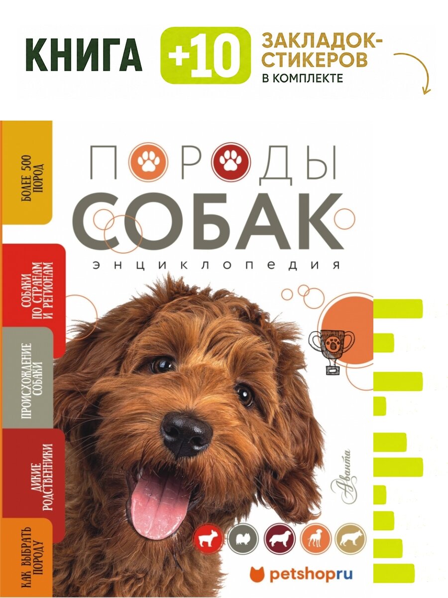 Породы собак Энциклопедия (вторая обложка с терьером). Комплект: книга + 10 закладок-стикеров