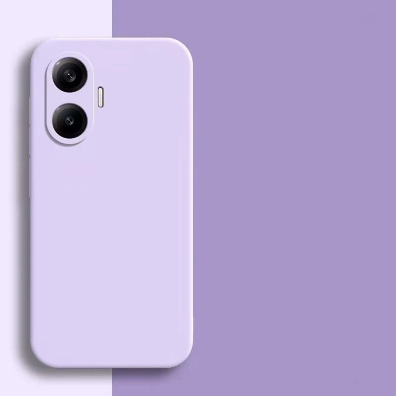 Квадратный чехол из жидкого силикона для Xiaomi Poco F7, противоударный Фиолетовый, Purple