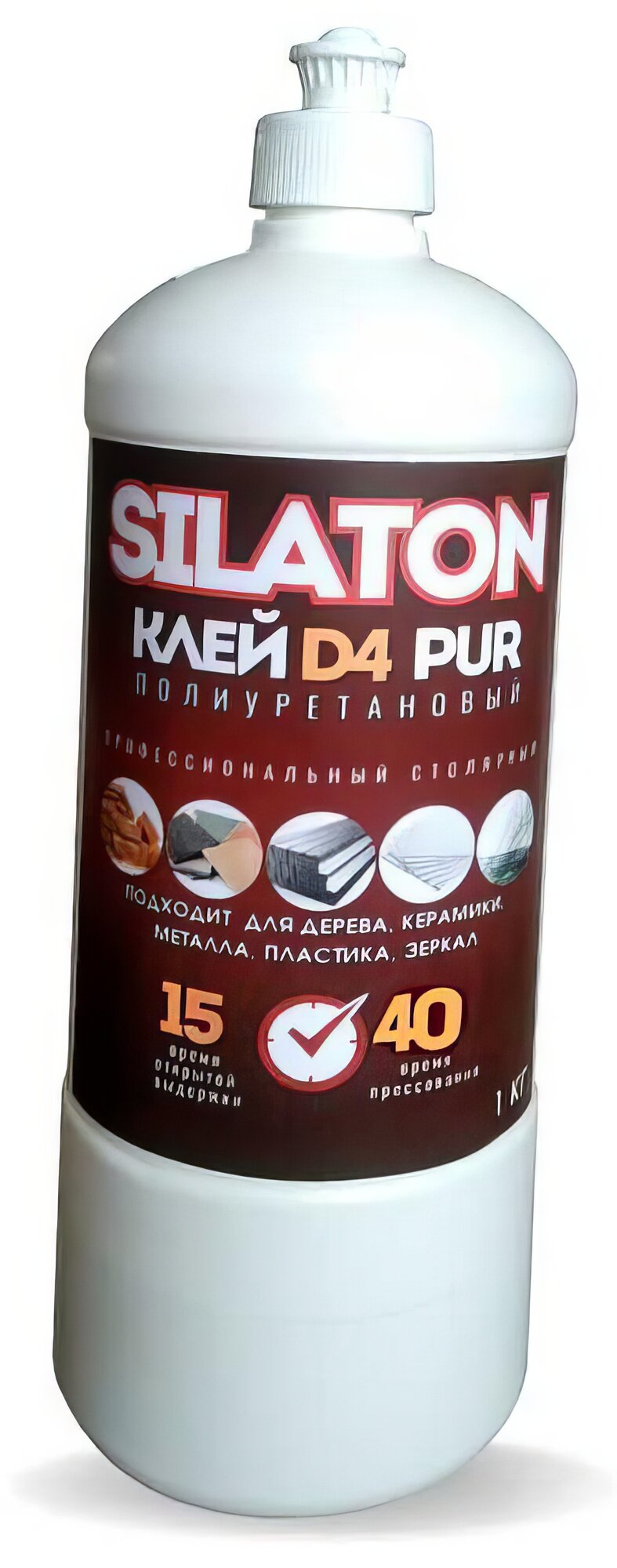 Клей SILATON PUR D4 15.40 для дерева, полиуретановый, не ПВА, 1 кг PURD416.50/1
