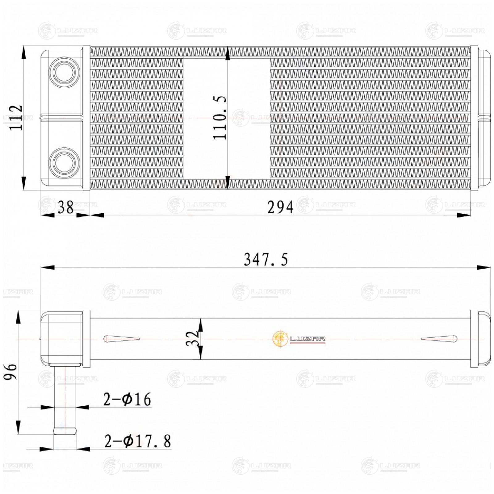 Радиатор отопителя, для ЛиАЗ, Волжанин, Кировец oem 2526035000 арт LRH1314