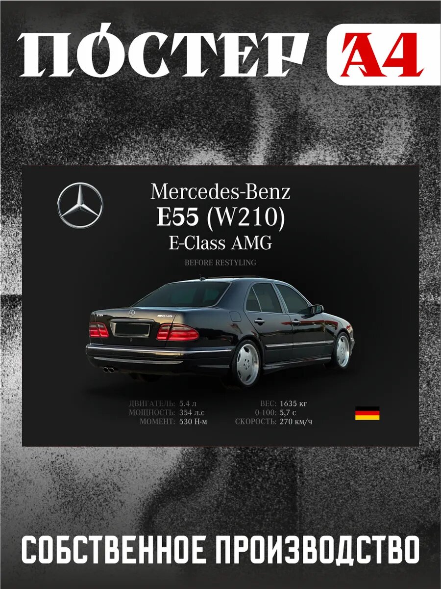 Постер на стену интерьерный А4 Mercedes-Benz E55 E-Class AMG