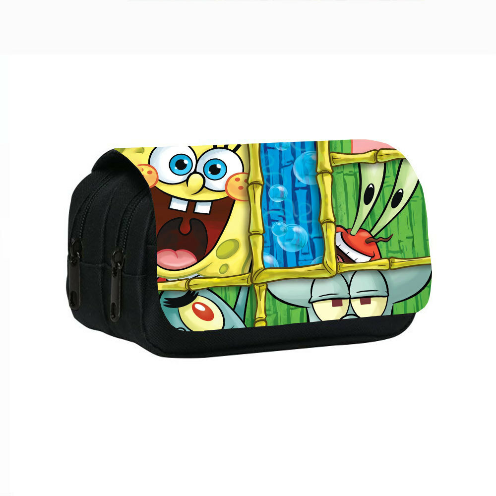 Двухслойная школьная рюкзачная сумка с принтом Спанби Боб, дизайн 6, прочная сумка для канцелярии