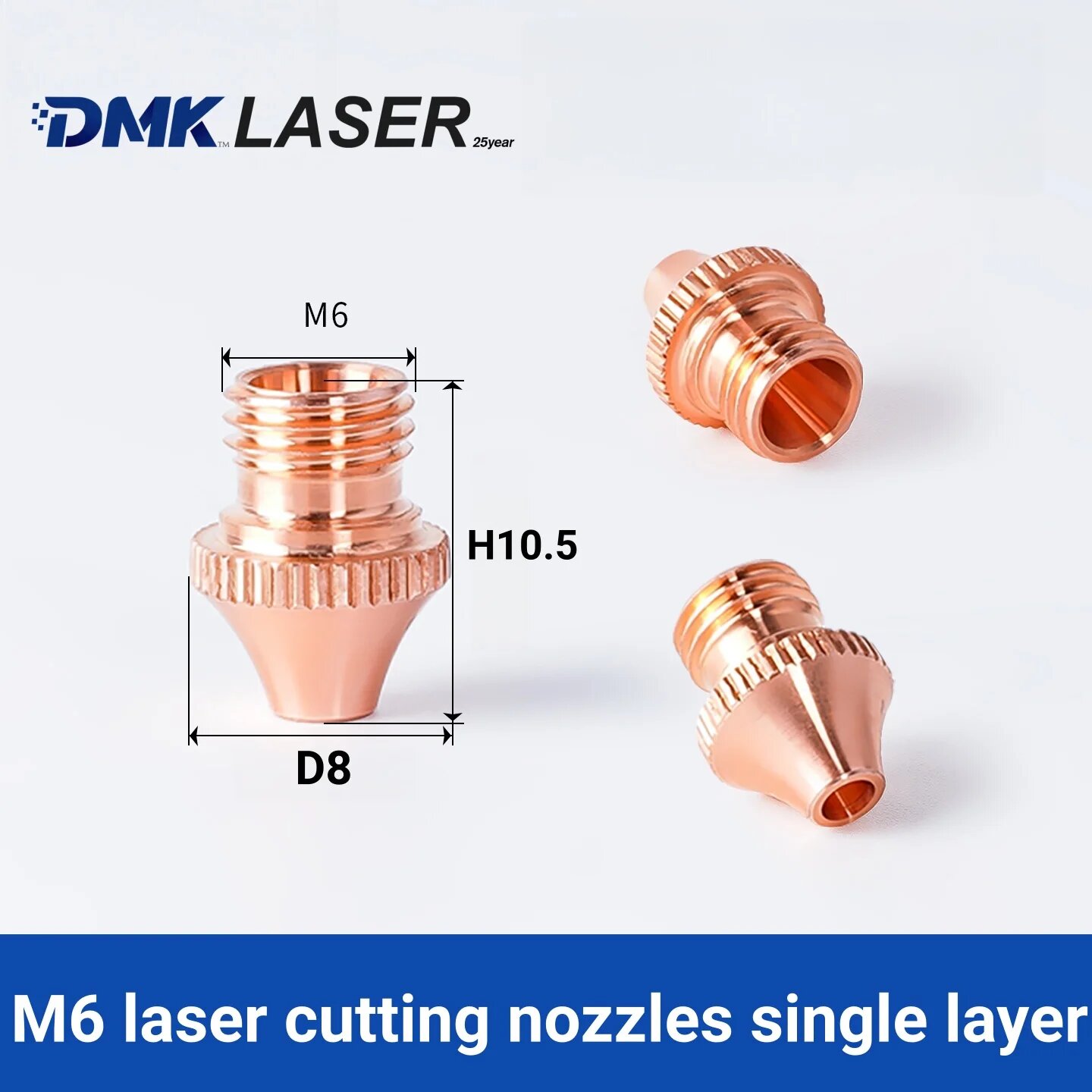 Лазерные режущие сопла DMK EBG 3D D8 M6 H10.5, медные сопла для лазерного станка EBG, деталь 0937989
