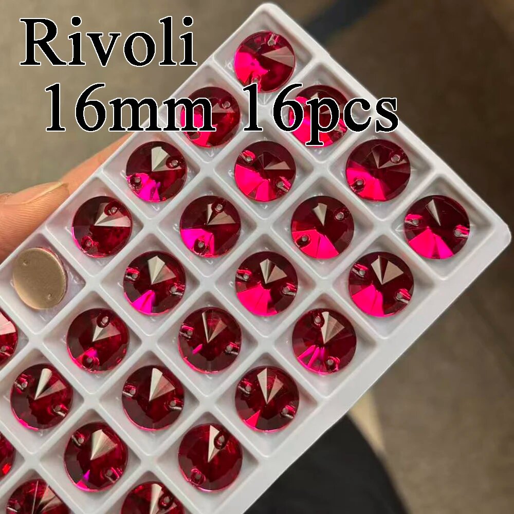 PUBRILEX Стразы фуксия хрустальные для рукоделия Rivoli 16mm 16pcs