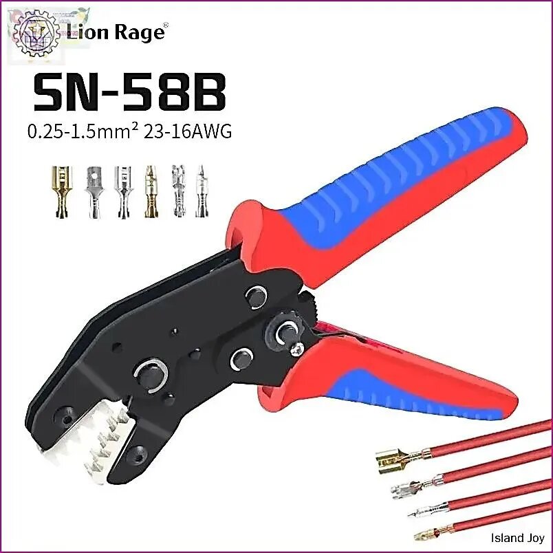 Пресс-клещи обжимные SN-58B 0.25-1.5mm² 23-16AWG, длина 190 мм, вес 350 г, синий/черный