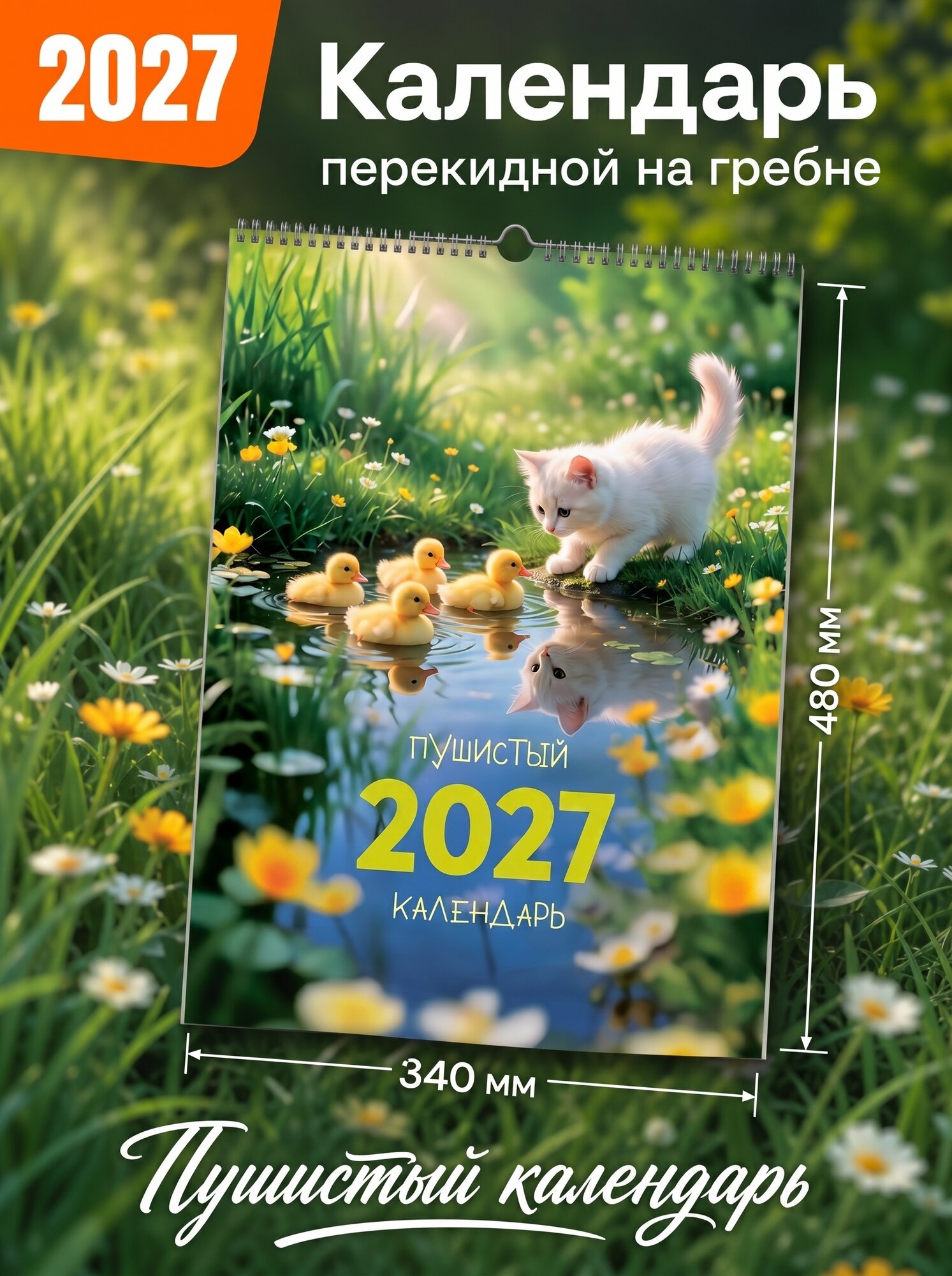 BG Календарь настенный перекидной, "Пушистый календарь", 2027 г.
