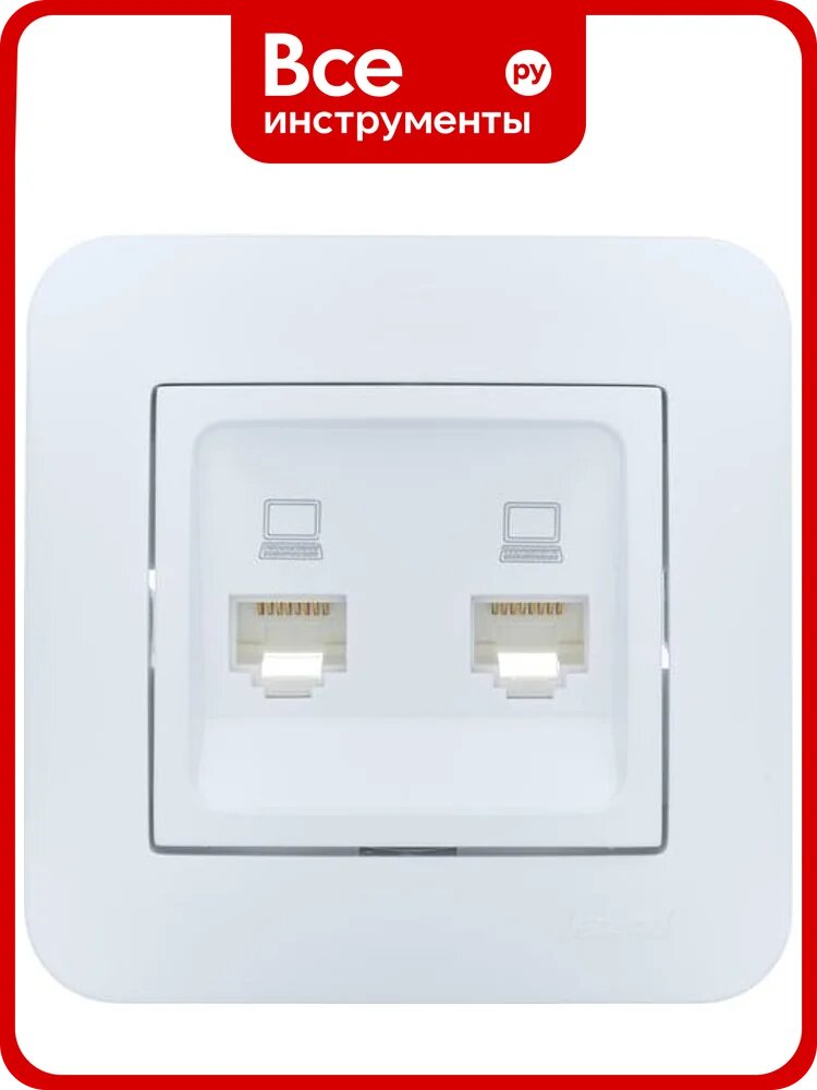 Розетка компьютерная двойная Lezard ASTI белая 7081-0202-141