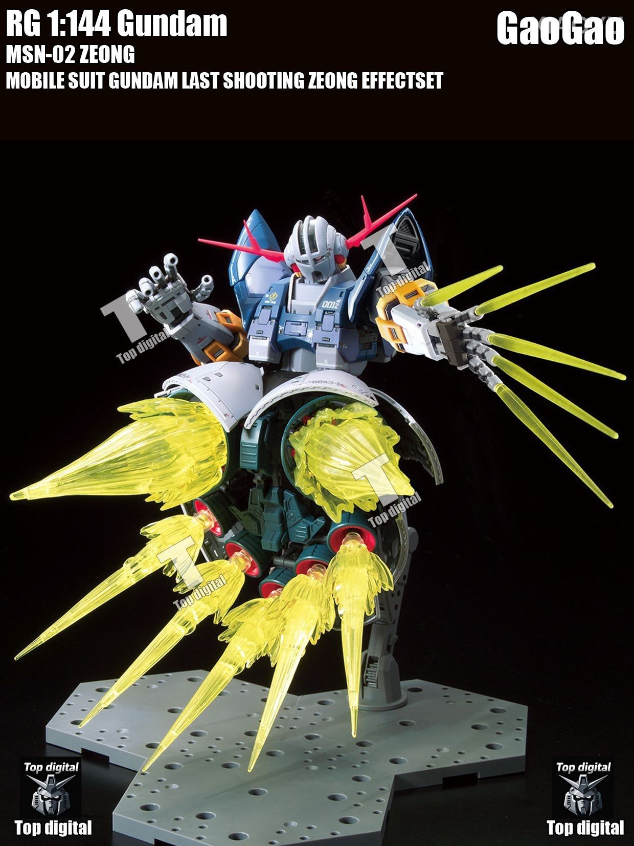 Собранная модель RG 1:144 Gundam MSN-02 ZEONG, Роскошный набор, GaoGao, Высококачественная модель, Поставляется с кронштейном, водной наклейкой, спецэффектами для сцены