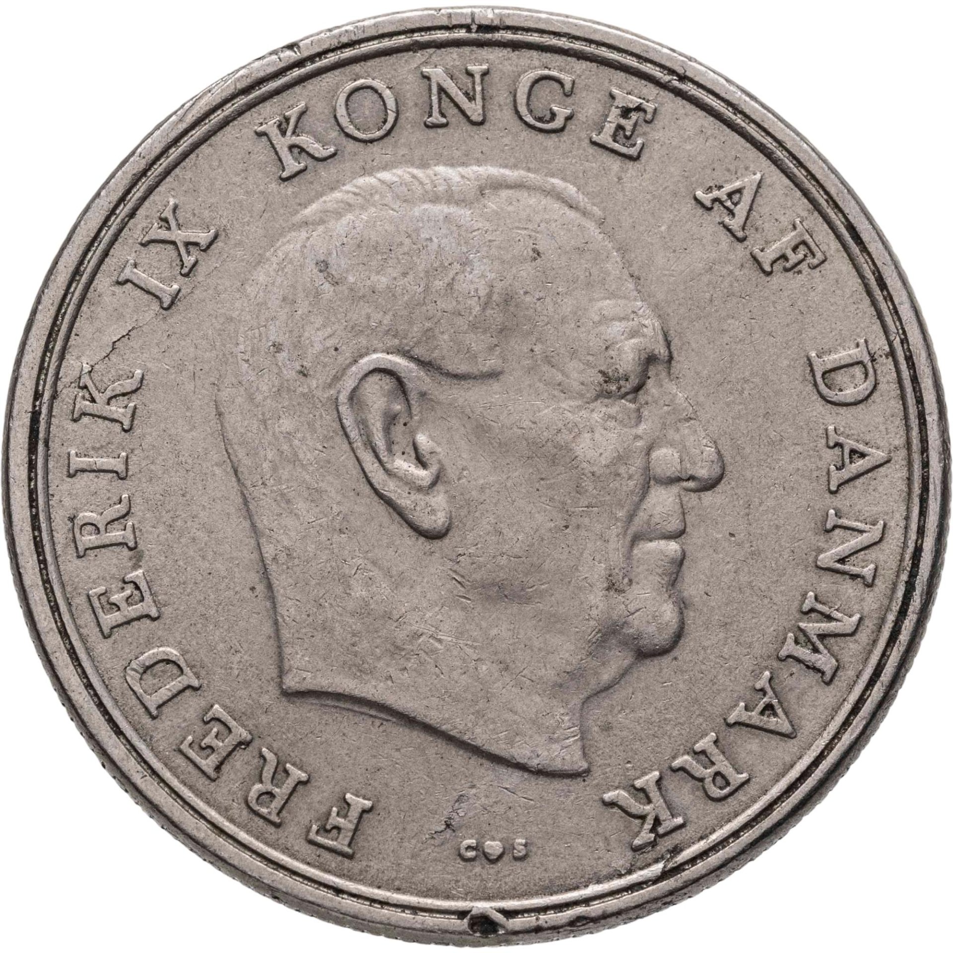 Дания 5 крон kroner 1961, Мельхиор медь-никель, в сохранности XF