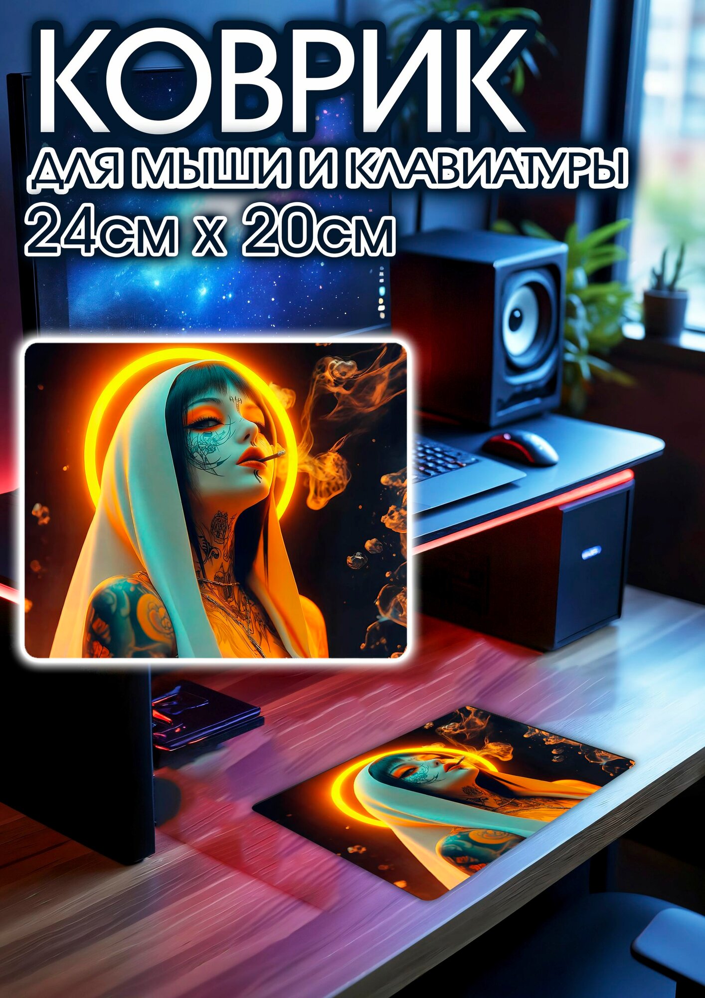 Игровой коврик для мышки 24х20 см Монашка