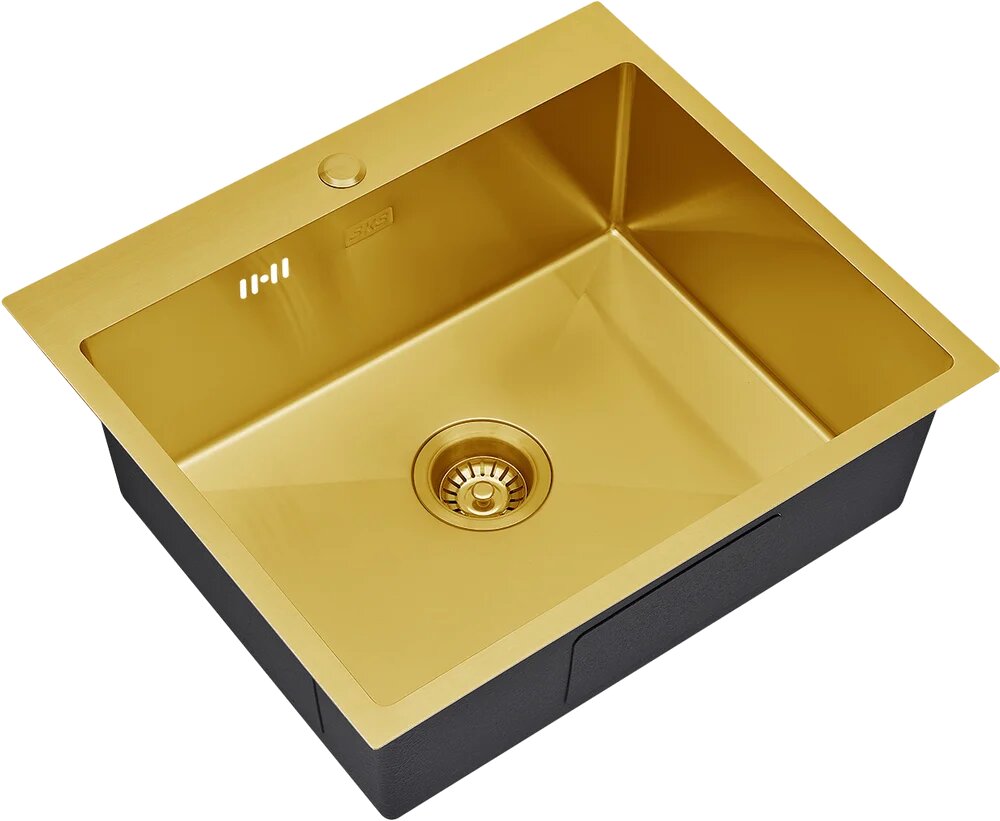 Мойка кухонная S.K.Sanitary SKS 5951 BRONZE металлическая, 59x51, прямоугольная, матовая, мойка для кухни, врезная, с сифоном, со сливом-переливом