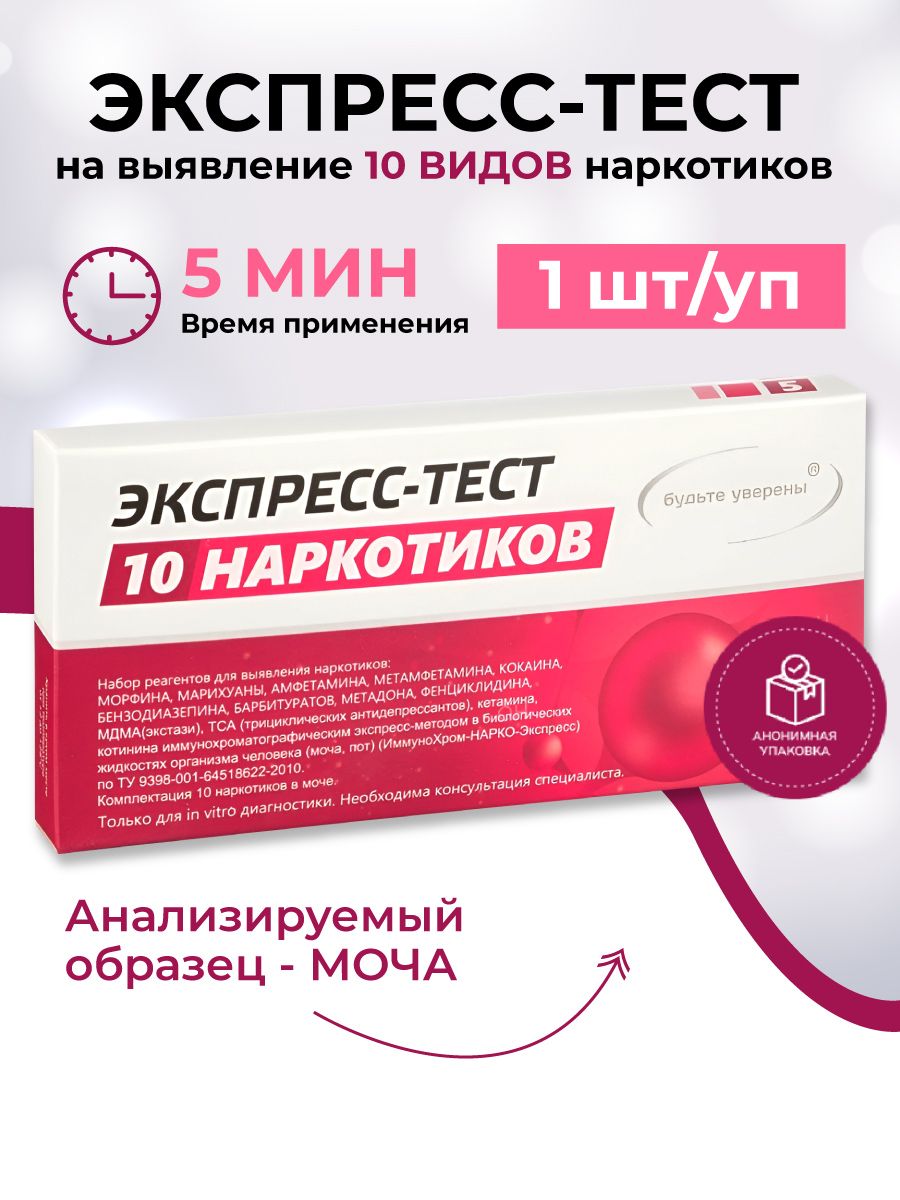 Экспресс-тест на 10 видов наркотиков в моче, Будьте Уверены
