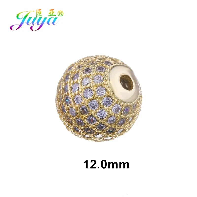Бусины Juya микро-паве циркон медные 2 Pieces Wholesale Gold
