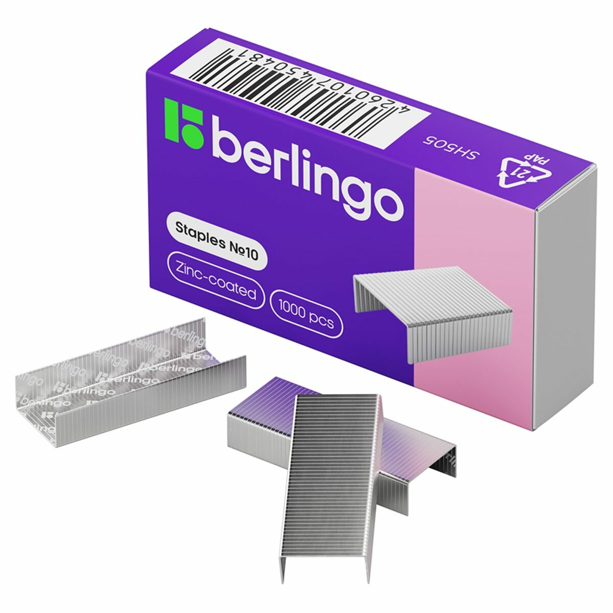 Скобы для степлеров Berlingo, №10, оцинкованные, 1000шт. (SH505), 20 уп.
