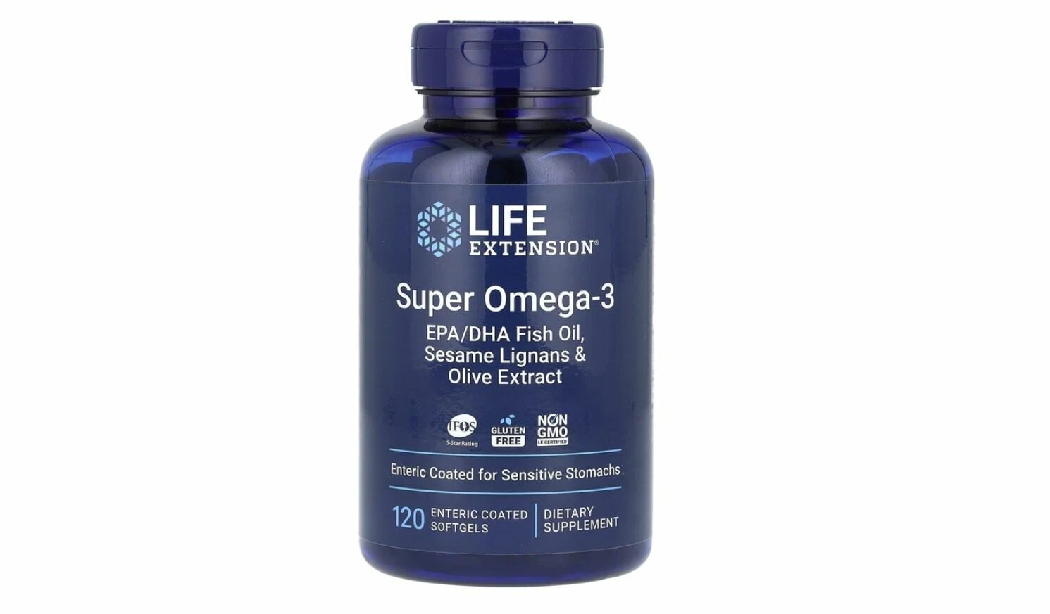 Life Extension, Super Omega-3, Омега-заряд, Суперомега-3 рыбий жир, 120 кишечнорастворимых капсул