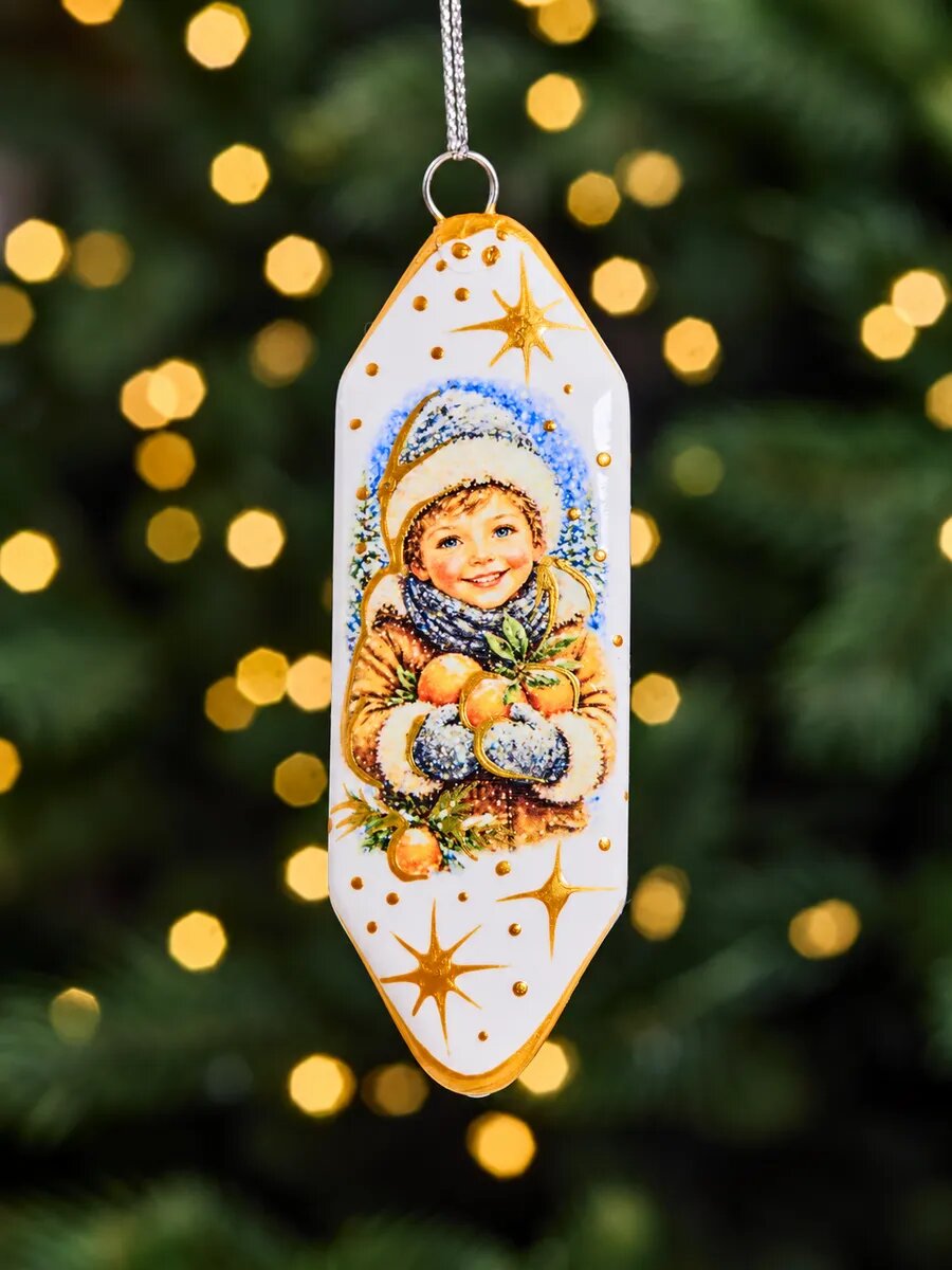 Елочная игрушка декорированная грай Конфета Мальчик, 1 шт