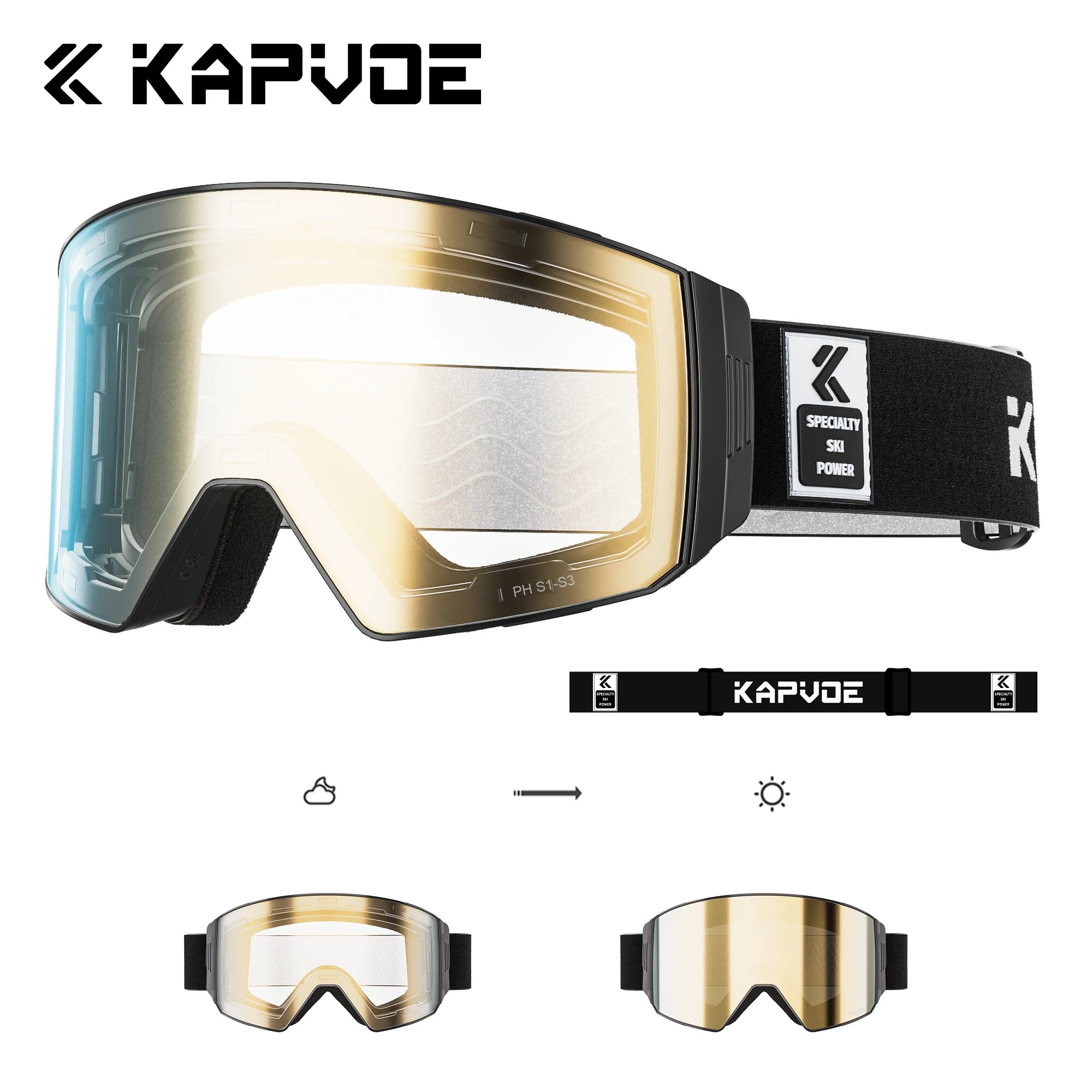 Мужские фотохромные лыжные очки Kapvoe K726 Photochromic-02