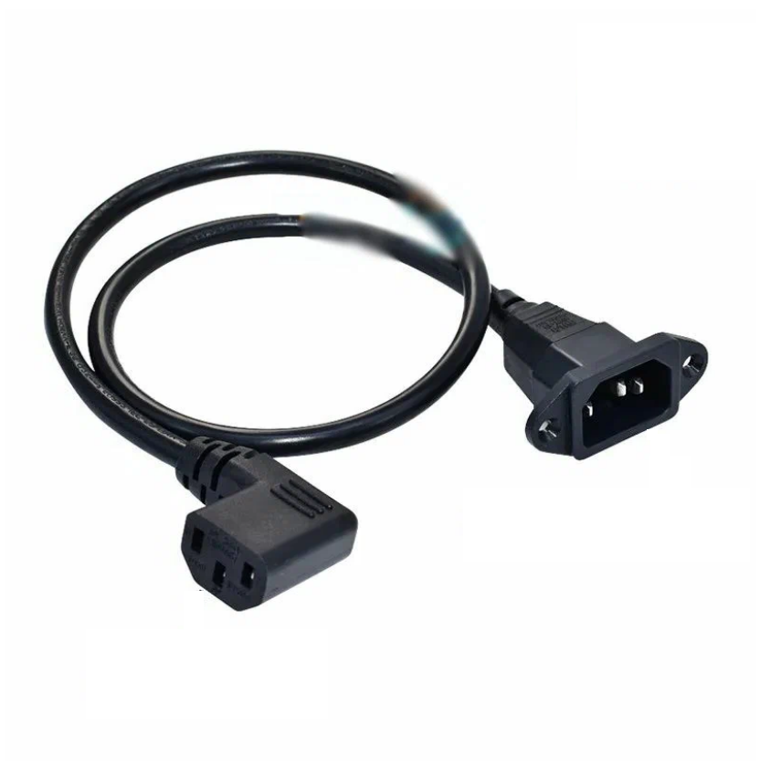 Удлинитель IEC320 C14 - C13 C14 с отверстиями для винтов и C13 Angled длиной 60 см H05VV-F 3G