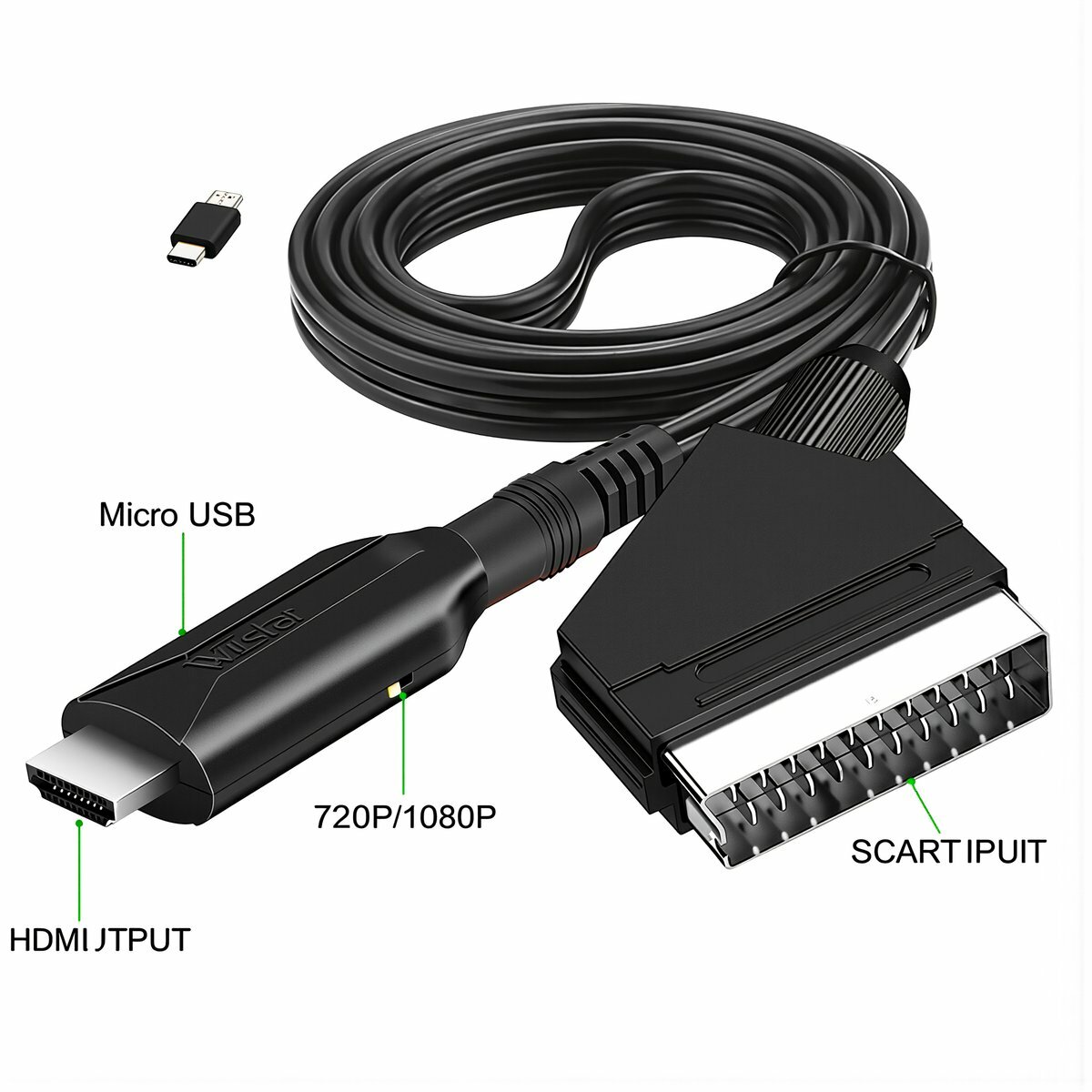 Безопасный стабильный при подаче питания кабель HDMI SCART для приставки игровой консоли адаптер видео, SCART-HDMI