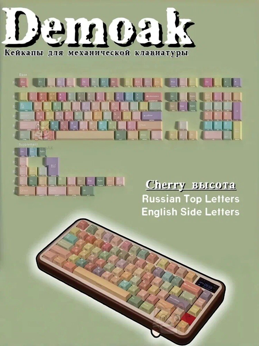 Кейкапы для механической клавиатуры Demo AK-01 ENG + RU, pbt, Cherry