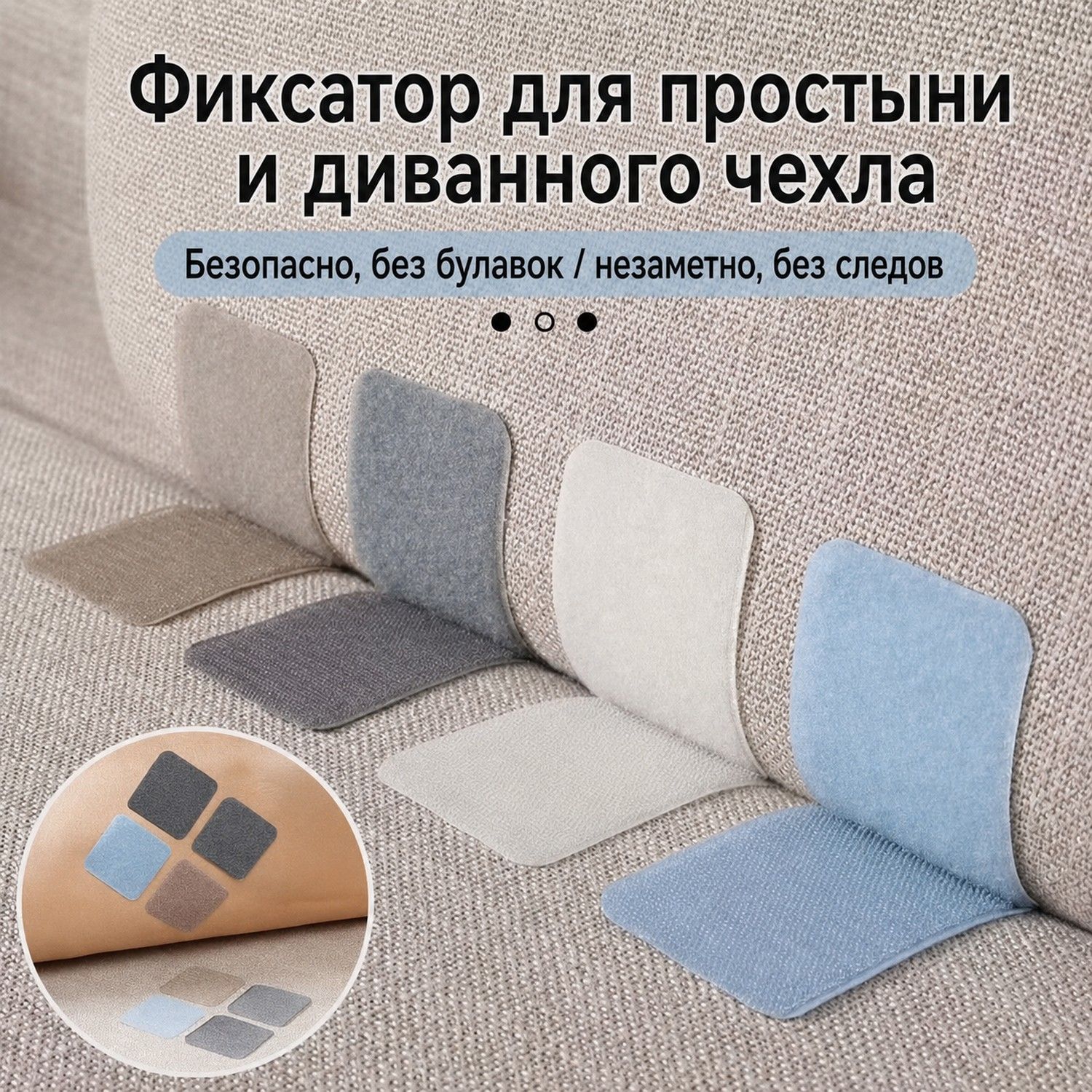 Самоклеящиеся фиксаторы липучки для диванных подушек, простыней, одеял, без игл, не оставляют следов