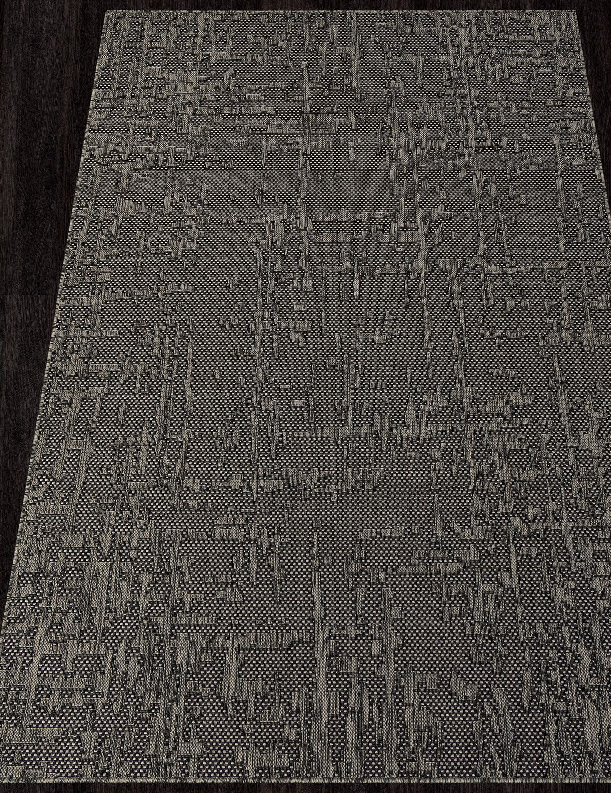 Ковер 2x3.9м безворсовый циновка Современный black-gray
