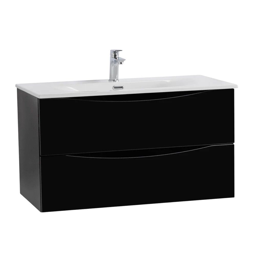 Тумба под раковину без столешницы BelBagno Marino-cer-mini 80 подвесная, черная, из МДФ, тумба для ванной, с ящиками, с доводчиками