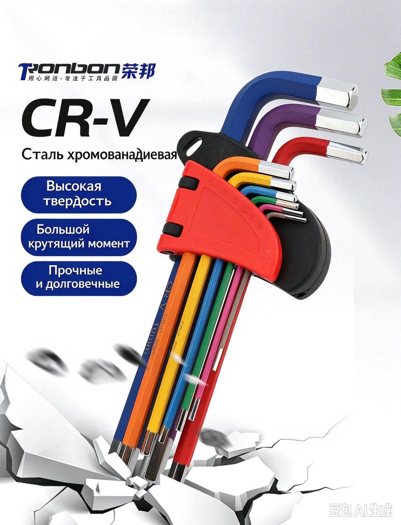 Набор шестигранных ключей 9 шт, цветные длинные Г‑образные ключи из стали CR‑V, для ремонта велосипеда, мебели