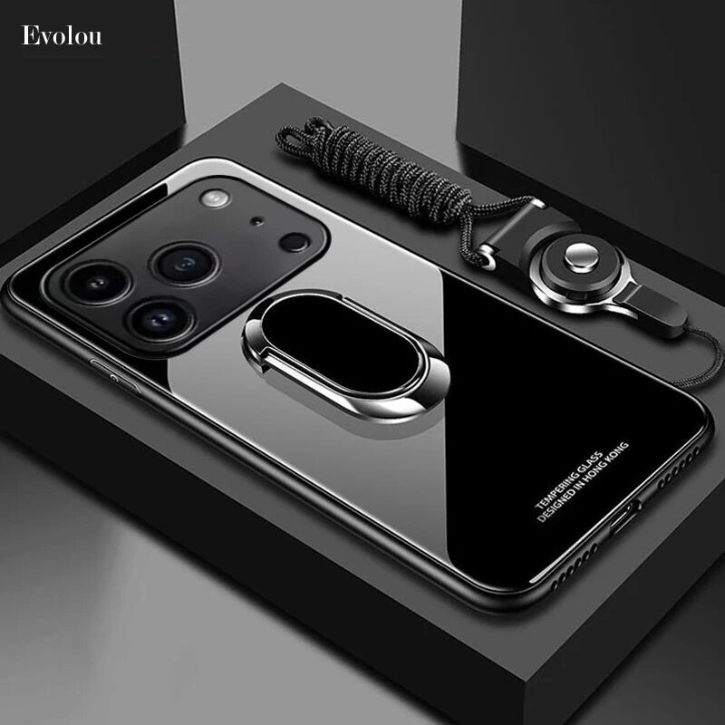 Чехол для Iphone 17 Pro Max с магнитным кольцом и подставкой, Черный, black, For iphone 17Pro Max