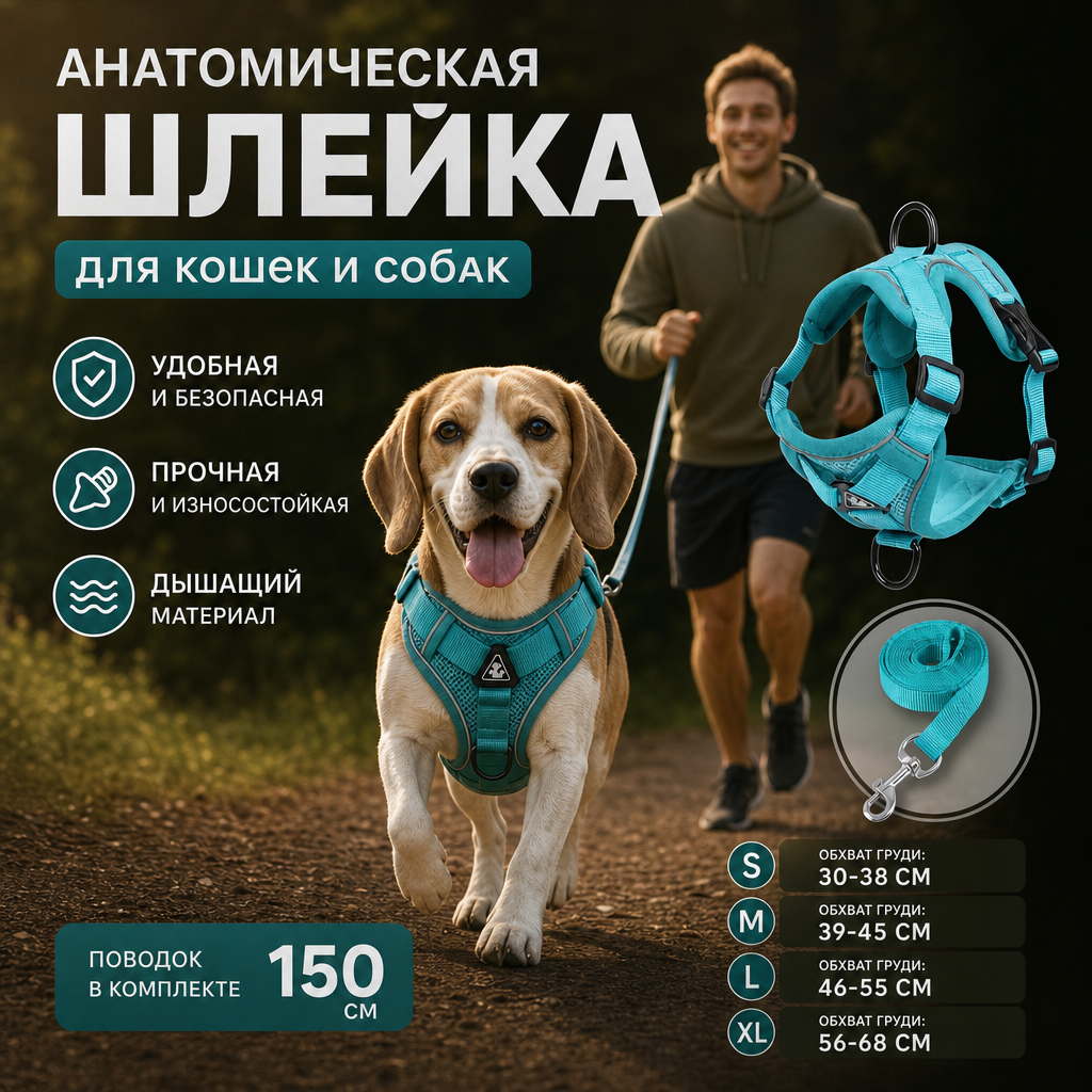 Регулируемая шлейка для кошек и собак, регулируемый, комфортный, дышащий материал, для прогулок