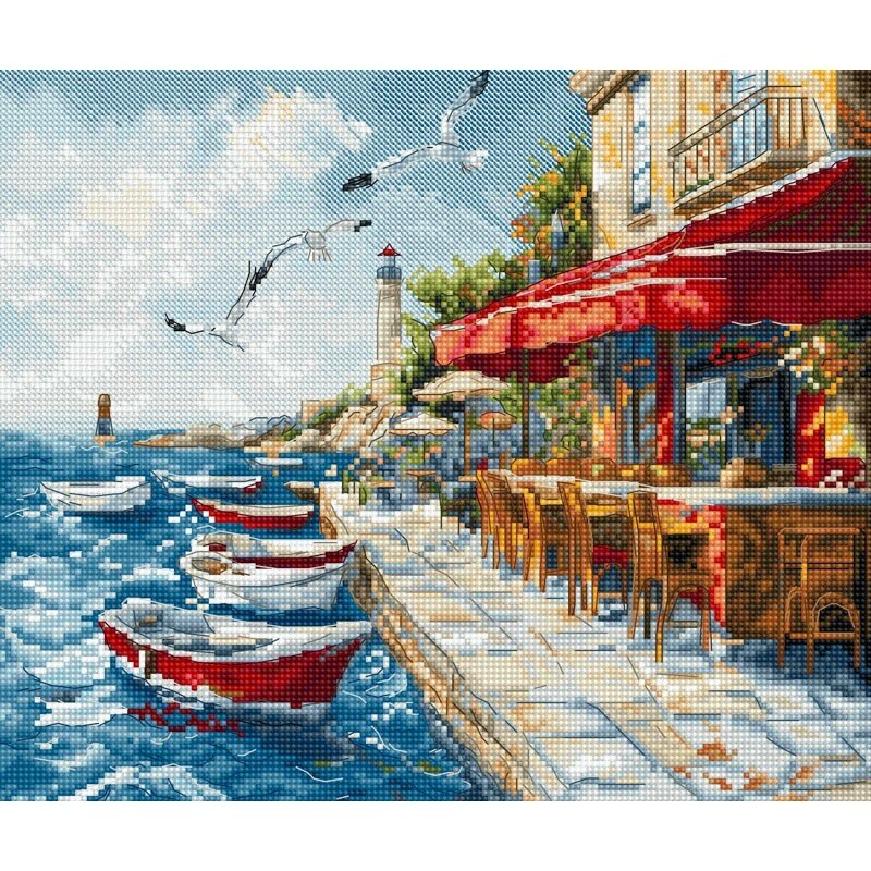 Набор для вышивания LetiStitch #L9986 Бриз в гавани, Счетный крест, 24 x 20 см