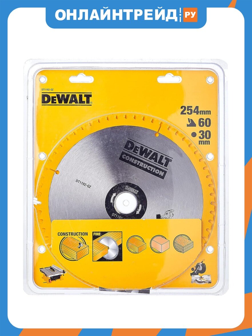 Диск пильный Dewalt DT1182-QZ, 254x30мм, 60 зубьев